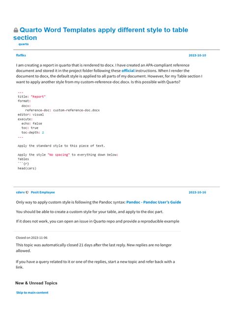 Quarto Word Templates Apply Different Style To Table Section General Posit Community Pdf