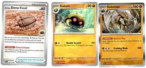 Kabutops 141165 Kabuto And Dome Fossil Pokemon 151 Evolution Card Set Holo