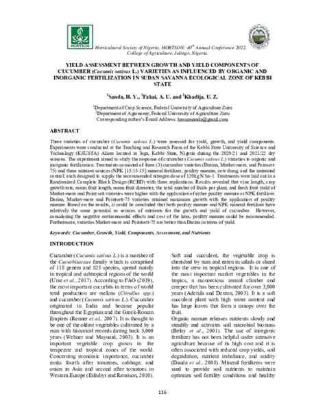 Pdf Yield Assessment Between Growth And Yield Components Of Cucumber Cucumis Sativus L