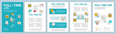 풀 타임 작업 브로셔 템플릿 레이아웃입니다 취업 채용 직원 채용 전단지 소책자 선형 그림이있는 전단지 인쇄 디자인 잡지 광고