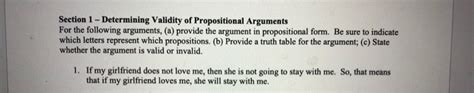 Solved Section 1 Determining Validity Of Propositional