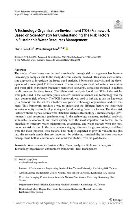 A Technology Organization Environment Toe Framework Based On