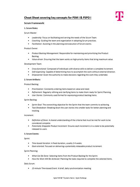 Agile Challenge Cheat Sheet Pdf Scrum Software Development
