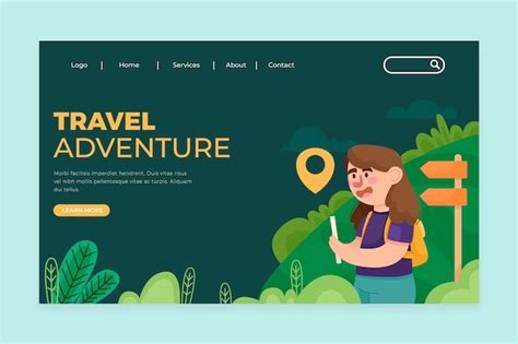 에코 관광 방문 페이지 템플릿 무료 벡터