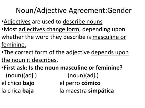 PPT Noun Adjective Agreement Gender PowerPoint Presentation Free Download ID