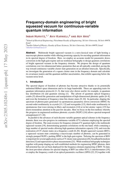 Pdf Frequency Domain Engineering Of Bright Squeezed Vacuum For