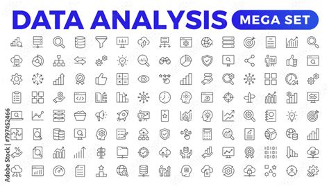 Data Analytics Icon Set Big Data Analysis Technology Symbol Containing Database Computing And