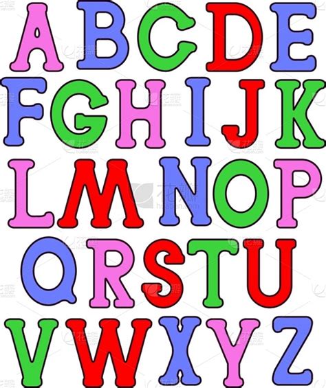 儿童 字母 红色 粉色 绿色 童年 图像 矢量 字体 教育