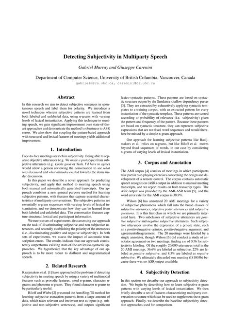 pdf detecting subjectivity in multiparty speech
