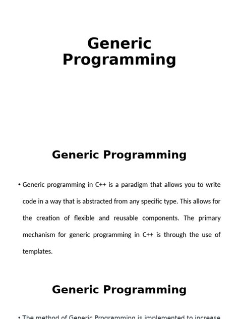Templates Generic Programming Pdf C Integer Computer Science
