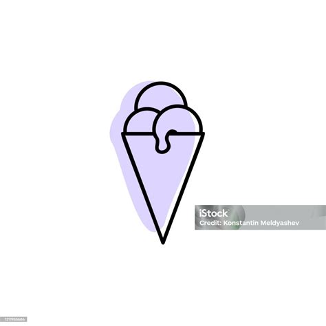 놀이 세트에 컬러 섀도우 벡터 아이콘이있는 아이스크림 콘 1 스쿱 0명에 대한 스톡 벡터 아트 및 기타 이미지 0명 그림자 디자인 Istock