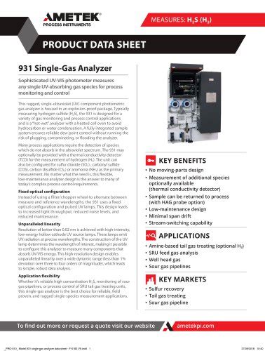 3050 Olv Process Moisture Analyzer Ametek Process Instruments Pdf Catalogs Technical