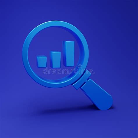 Blue Magnifying Glass And Data Analysis Icon Isolated On Blue