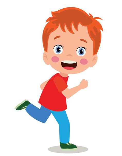 Cute Happy Little Boy Jogging 16721915 Vector Art At Vecteezy