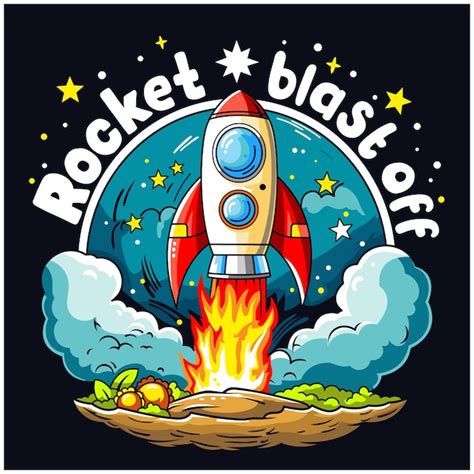 Premium Vector Rocket Blast Off To The Space Vector Illustration