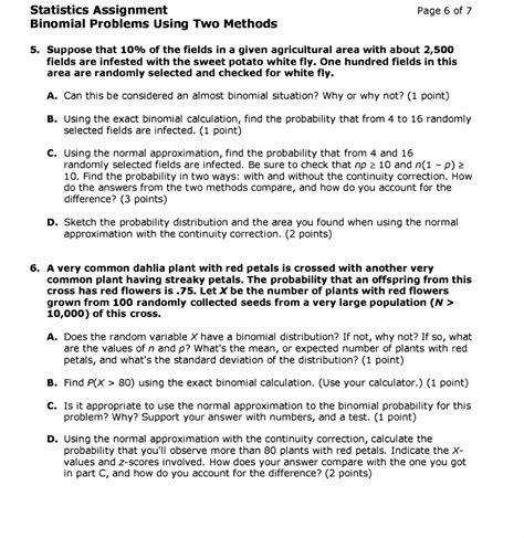 Solved Page 6 Of 7 Statistics Assignment Binomial Problems