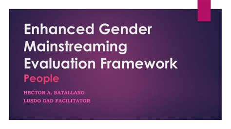 Enhanced Gender Mainstreaming Evaluation Framework