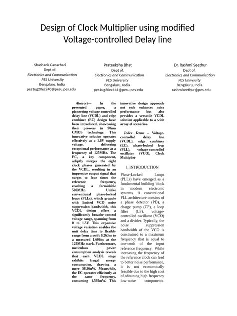 design of clock multiplier using modified voltage controlled delay line
