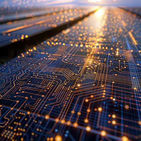 Futuristic Circuit Board With Glowing Digital Pathways Generative Ai Stock Illustration