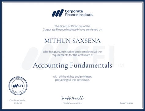 Accounting Fundamentals Certificate Pdf