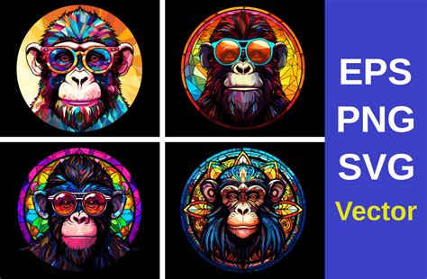 Monkey Stained Glass Tshirt Design Graphic By Sumon758 · Creative Fabrica