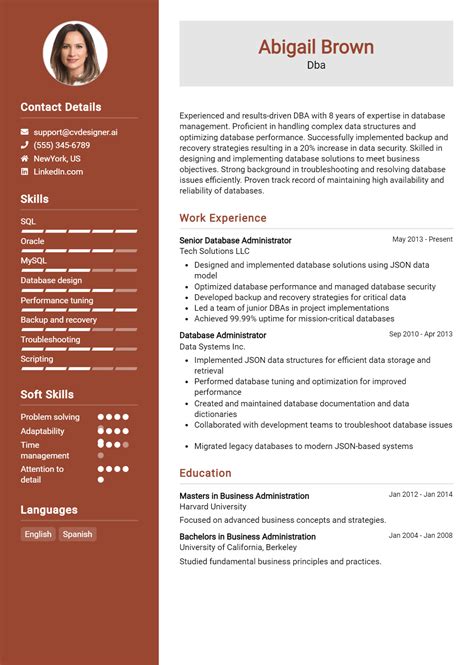 Dba Resume Example For 2026 Top Cv Skills Cvdesignerai