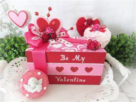 Valentine Theme Mini Bookstack Love Roses And Hearts Tiered Tray Decor Shelf Home Rae