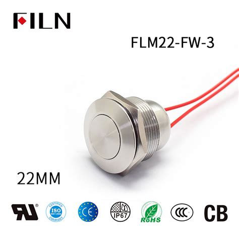 1 Good Push Button Kill Switch FILN 110V Momentary Push Button Switch Flat Stainless Steel