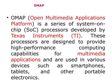 Advanced Processor Part 5 Arm Omap Advanced Ppt