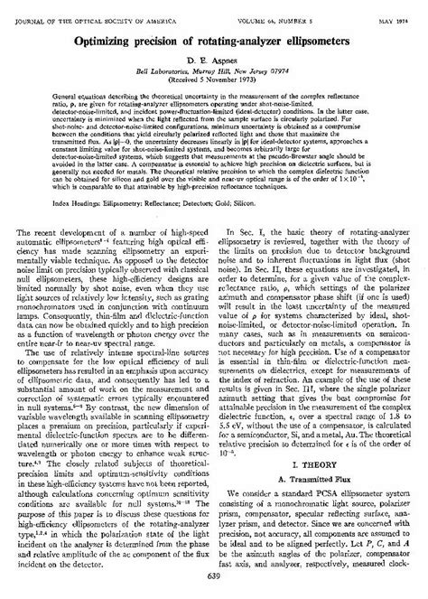 Pdf Optimizing Precision Of Rotating Analyzer Ellipsometers Dokumen