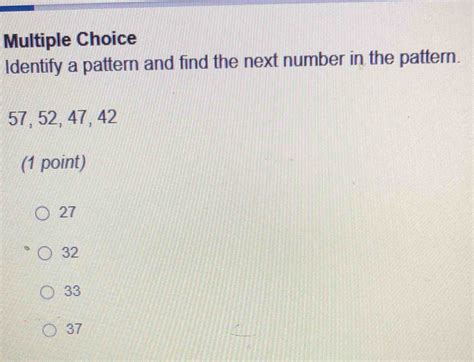 solved multiple choice identify a pattern and find the next number in