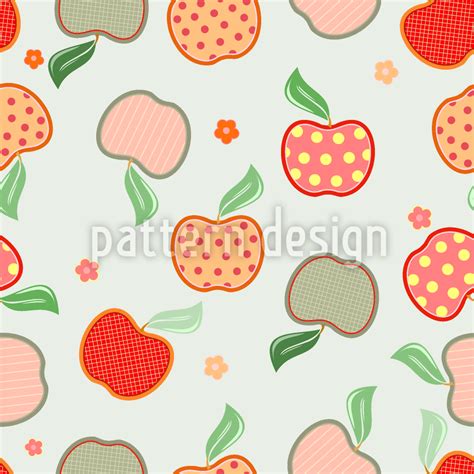 Tasty Apple Patchwork Seamless Vector Pattern Design