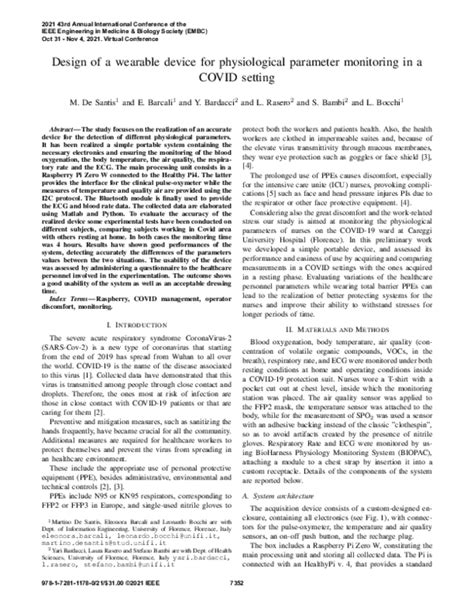 Pdf Design Of A Wearable Device For Physiological Parameter
