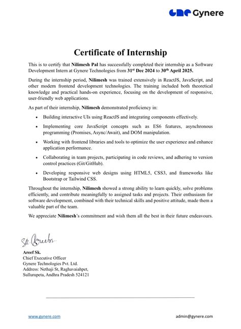 Frontenddevelopment Reactjs Webdevelopment Internshipexperience Nilimesh Pal