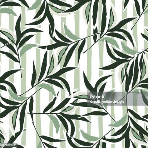 양식화 된 열대 야자수 잎 벽지입니다 정글 야자수 잎 원활한 패턴입니다 고풍스런에 대한 스톡 벡터 아트 및 기타 이미지 고풍스런 관목 그래픽 프린트 Istock