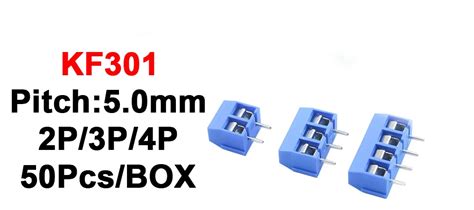 Screw Pcb Terminal Block Connector 50pcs Blue Pitch 5 0mm Straight Pin 2p 3p 10a 300v 24 18awg