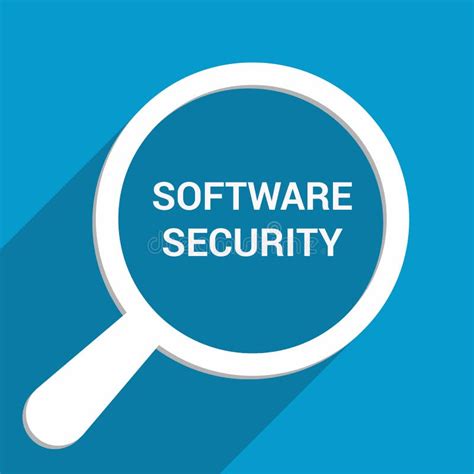 Magnifying Optical Glass With Words Software Security Stock Vector