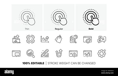 seo line icons website stats target and increase sales linear set line icons vector stock