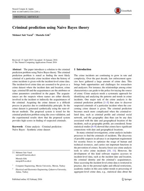 pdf criminal prediction using naive bayes theory