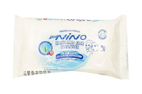 دستمال مرطوب پاک کننده دست و صورت نینو 10 عددی داروخانه آنلاین دکتر