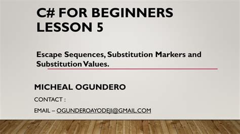 escape sequences and substitution markers ppt