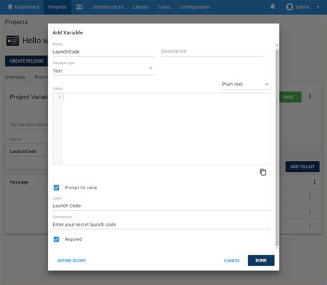 Prompted Variables Octopus Deploy