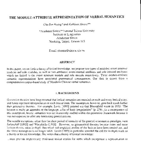 The Module Attribute Representation Of Verbal Semantics Acl Anthology