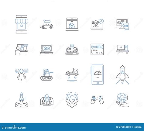 Cybernetic Systems Line Icons Collection Robotics Artificial Intelligence Nanotechnology