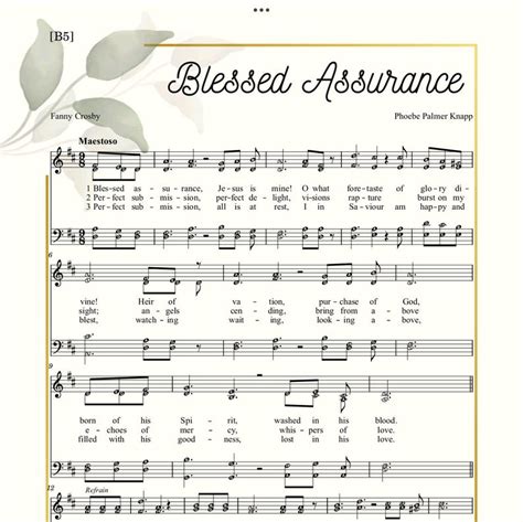 Blessed Assurance Attractive Piano Sheet Music Score Original Version