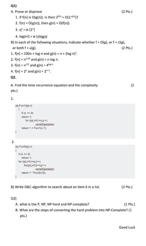 Solved Q1 A Prove Or Disprove 2 Pts 1 If Fn Is