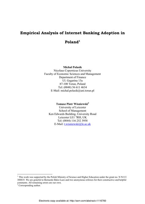 Pdf Empirical Analysis Of Internet Banking Adoption In Poland