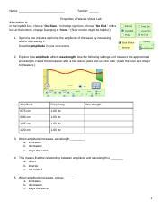 Properties Of Waves Virtual Lab 1 Docx Name Section Properties Of Waves Virtual Lab