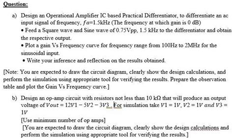 solved design an operational amplifier ic based practical