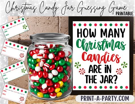 Christmas Candy Guessing Game How Many Candies In Jar Holiday Party Game Christmas Party